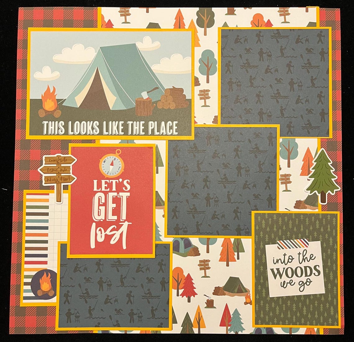 Camping Scrapbook Layout, Assembled Scrapbook Pages - Etsy