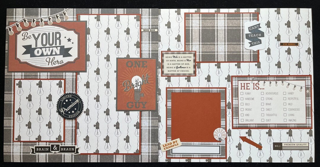 Masculine Two Page Scrapbook Layout, Mens Layout, Teen Boy Layout ...