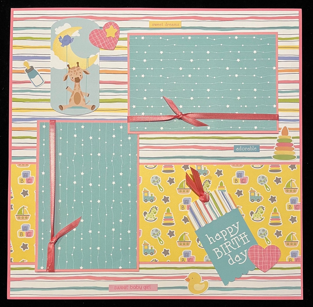 Baby Scrapbook Layout, New Baby Page, Baby Album Page, Premade Baby ...