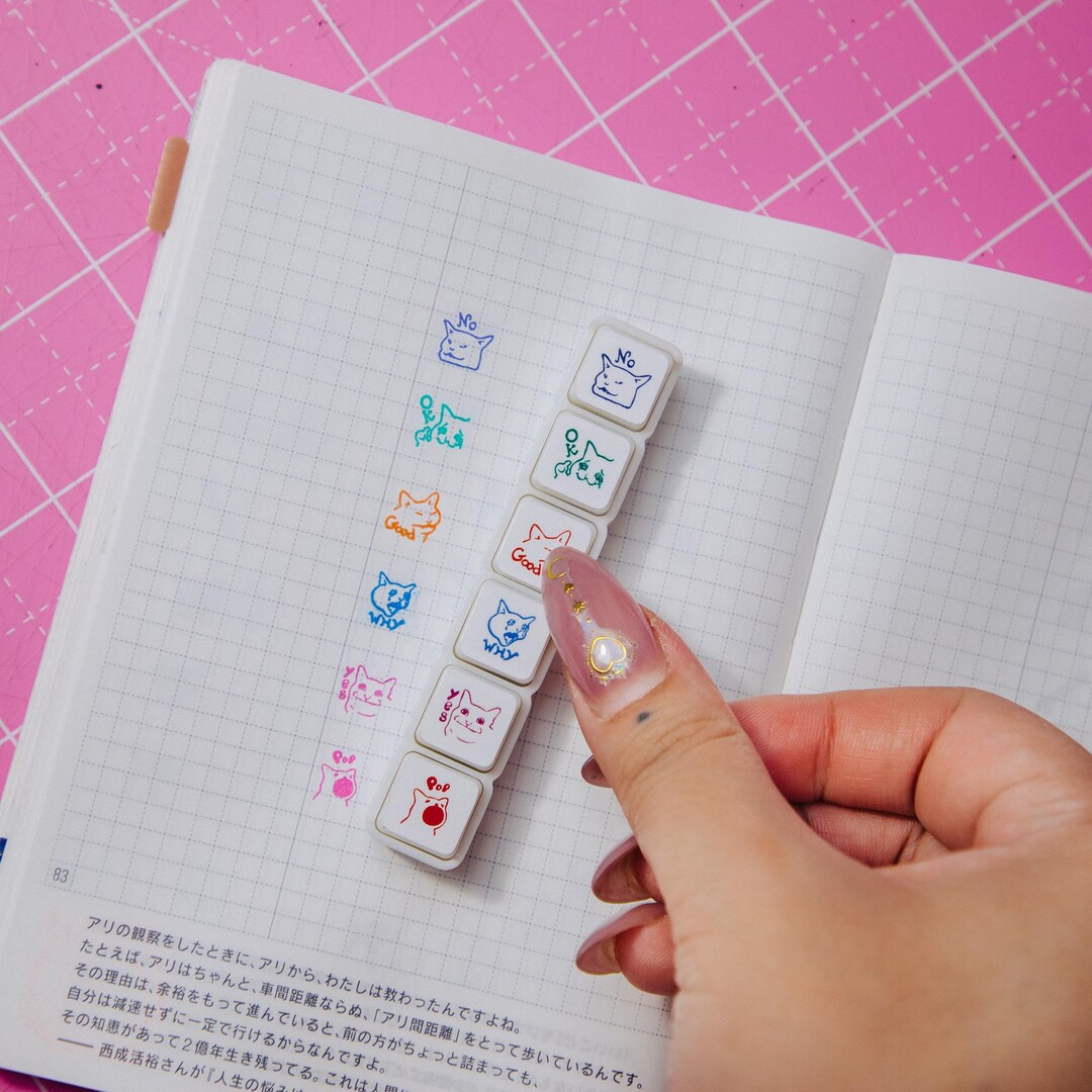 Internet Meme Cat Moods Push - Button Stamp Set - Stationery With ...