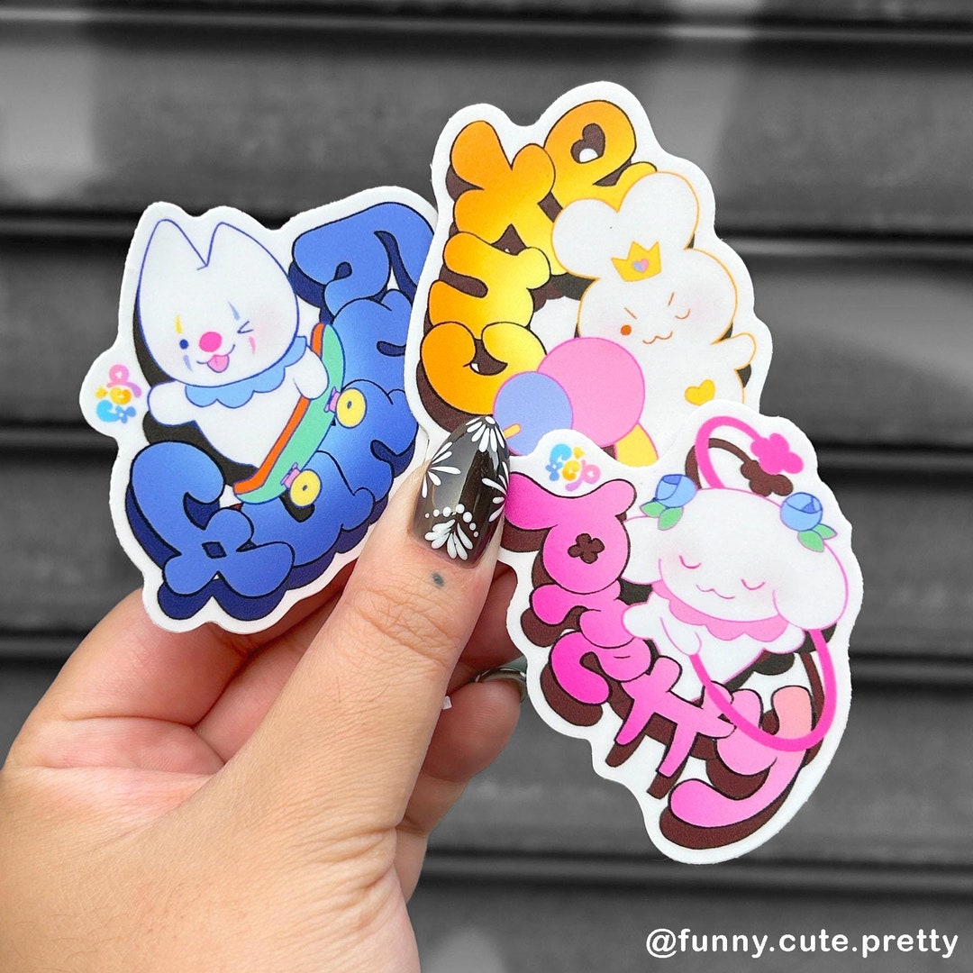 Funny Cute Pretty - 3 Sticker Set - Vinyl Stickers FCP Funnycutepretty ...