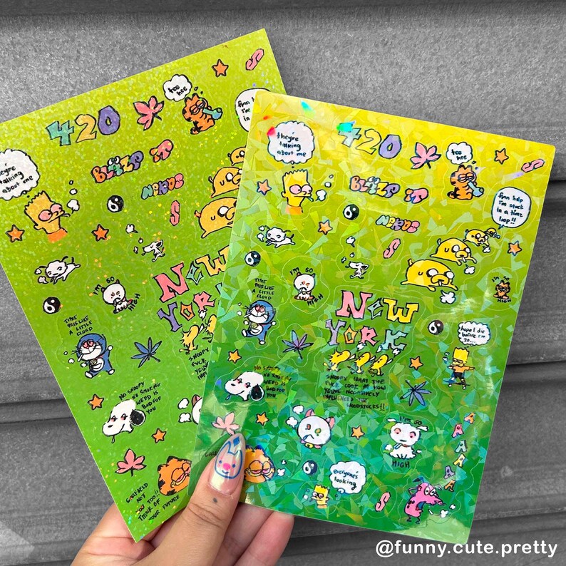 BLZ Bootleg Cartoons Smoking 1 Sticker Sheet Glitter or Holo Finish - Etsy