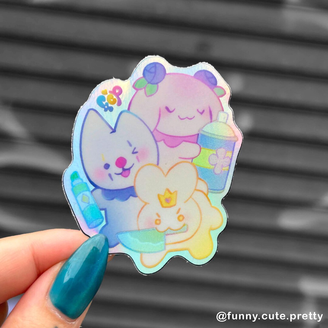 Funny Cute Pretty Gang With Spraypaint and Weapons - Holographic Vinyl ...