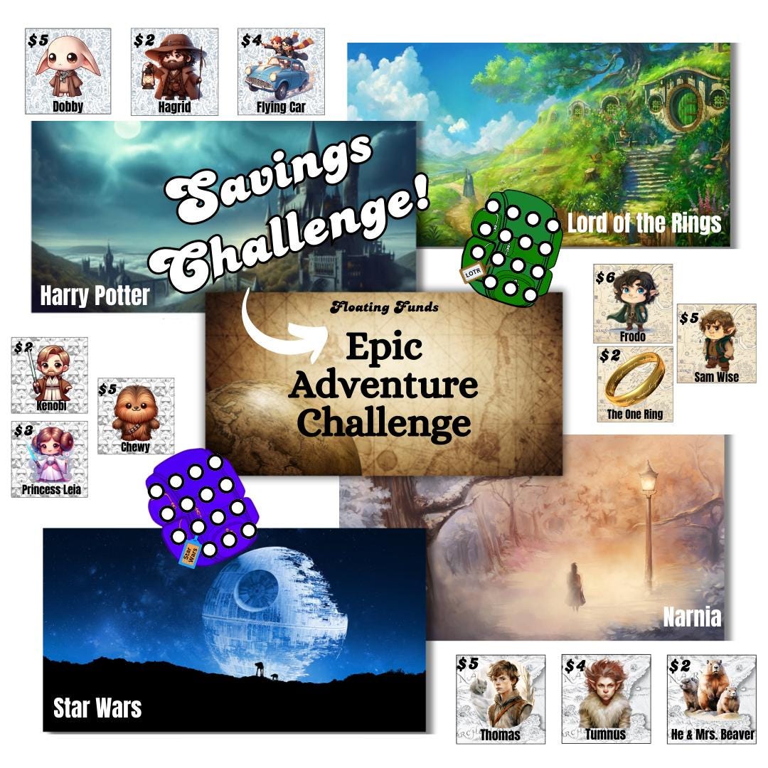Epic Adventure Challenge Savings Challenge Game | Cash Stuffing Game ...