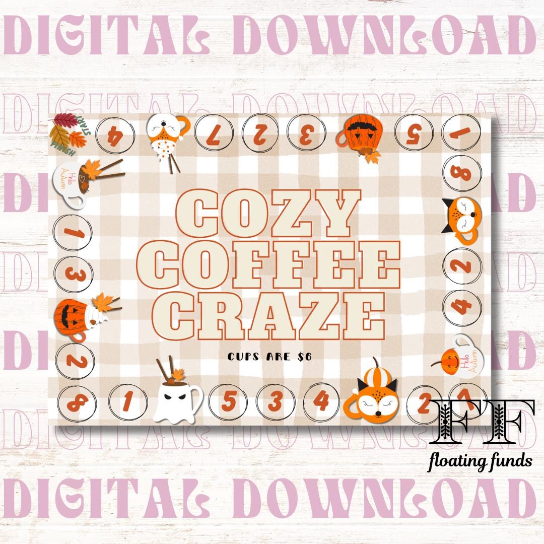 Cozy Coffee Craze Savings Challenge Game | Cash Stuffing Game | Digital ...