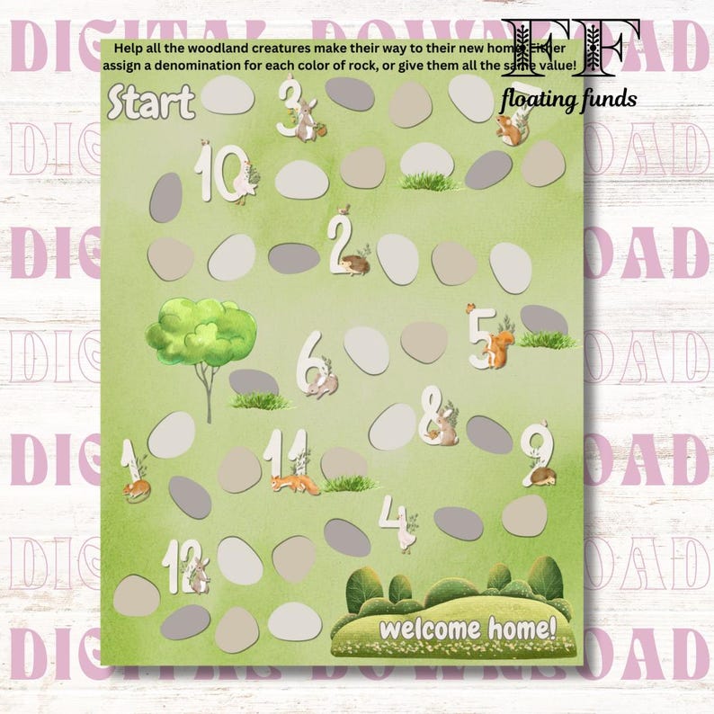 Woodland Creatures Savings Challenge Game Cash Stuffing Game Digital ...