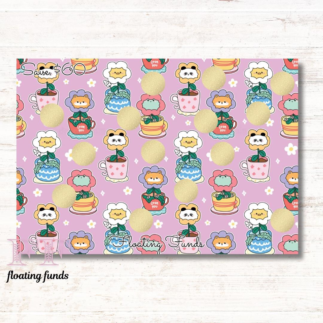 Cutie Flowers Scratch off - Savings Challenge - Cash Stuffing - Scratch ...