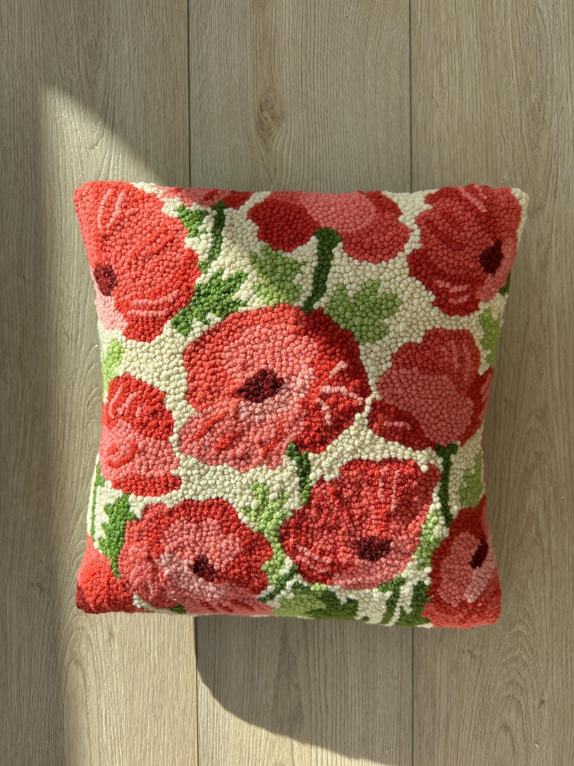 Punch Needle Kit Pillow Floral Poppies | DIY Punch Needle Cushion Craft ...