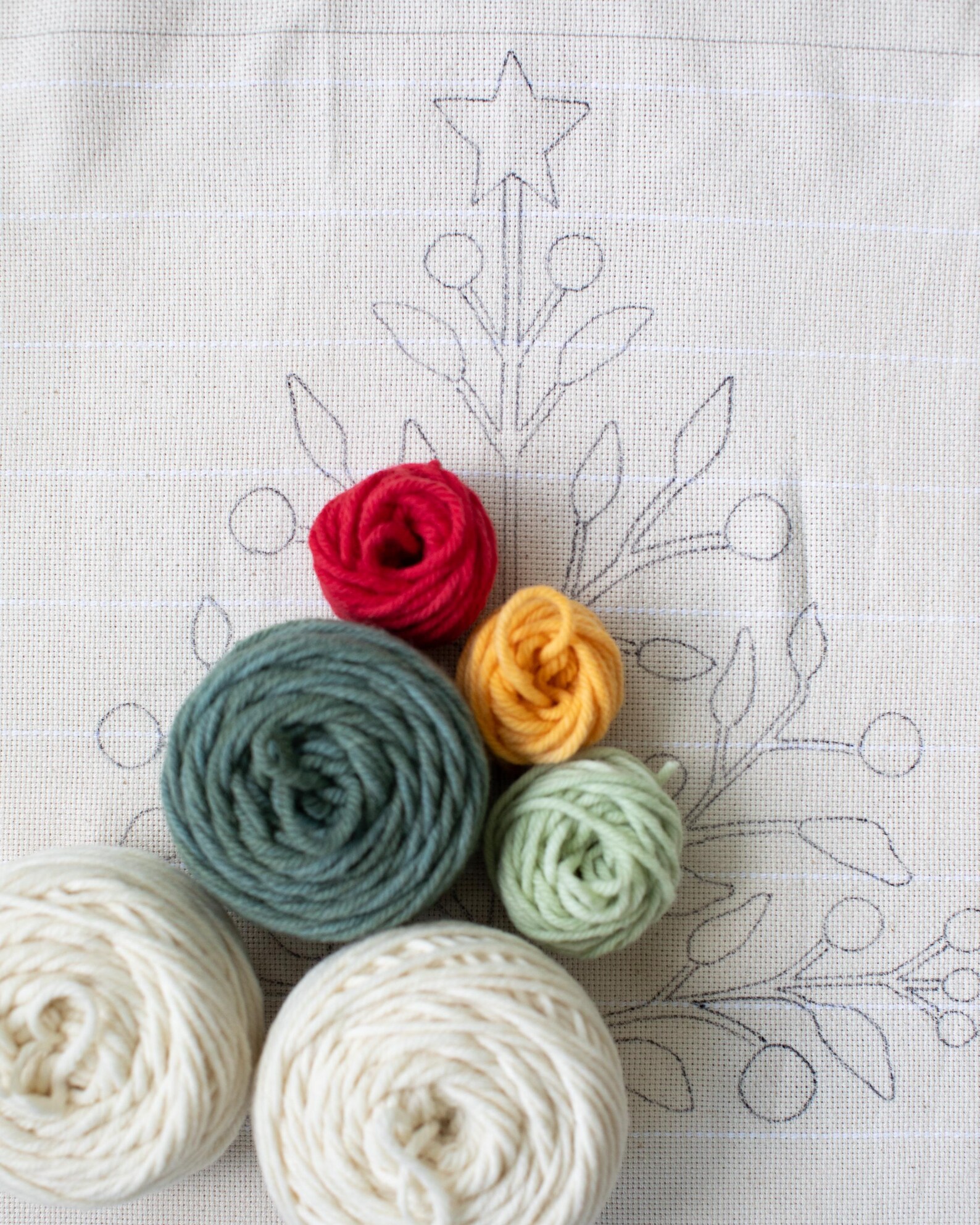 Folk Christmas Tree Punch Needle Pattern , Monks Cloth With Serged ...