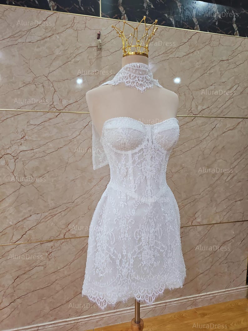 Beautiful Mini Dress With Scarf. Lace Mini Dress for Bachelorette Party ...