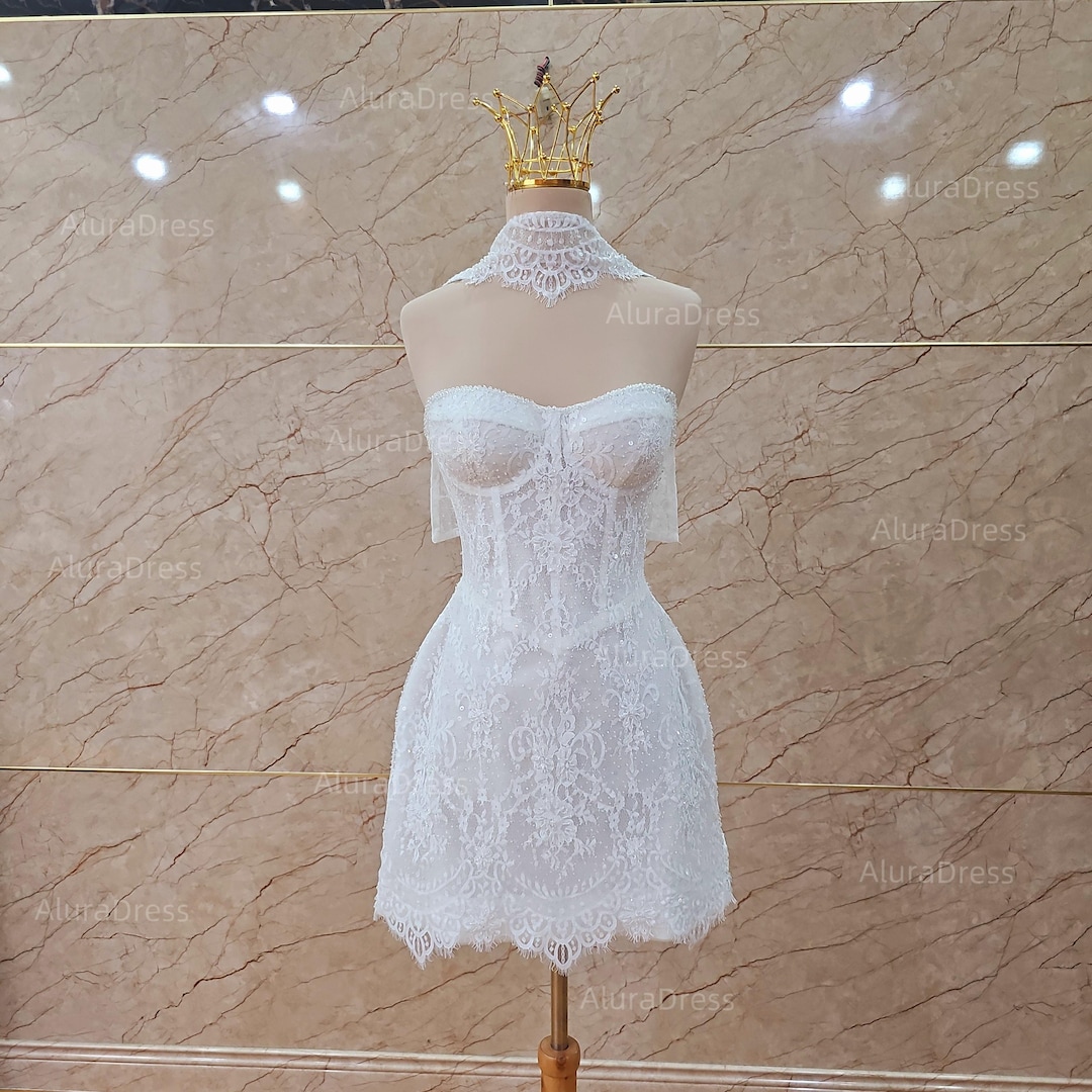 Beautiful Mini Dress With Scarf. Lace Mini Dress for Bachelorette Party ...