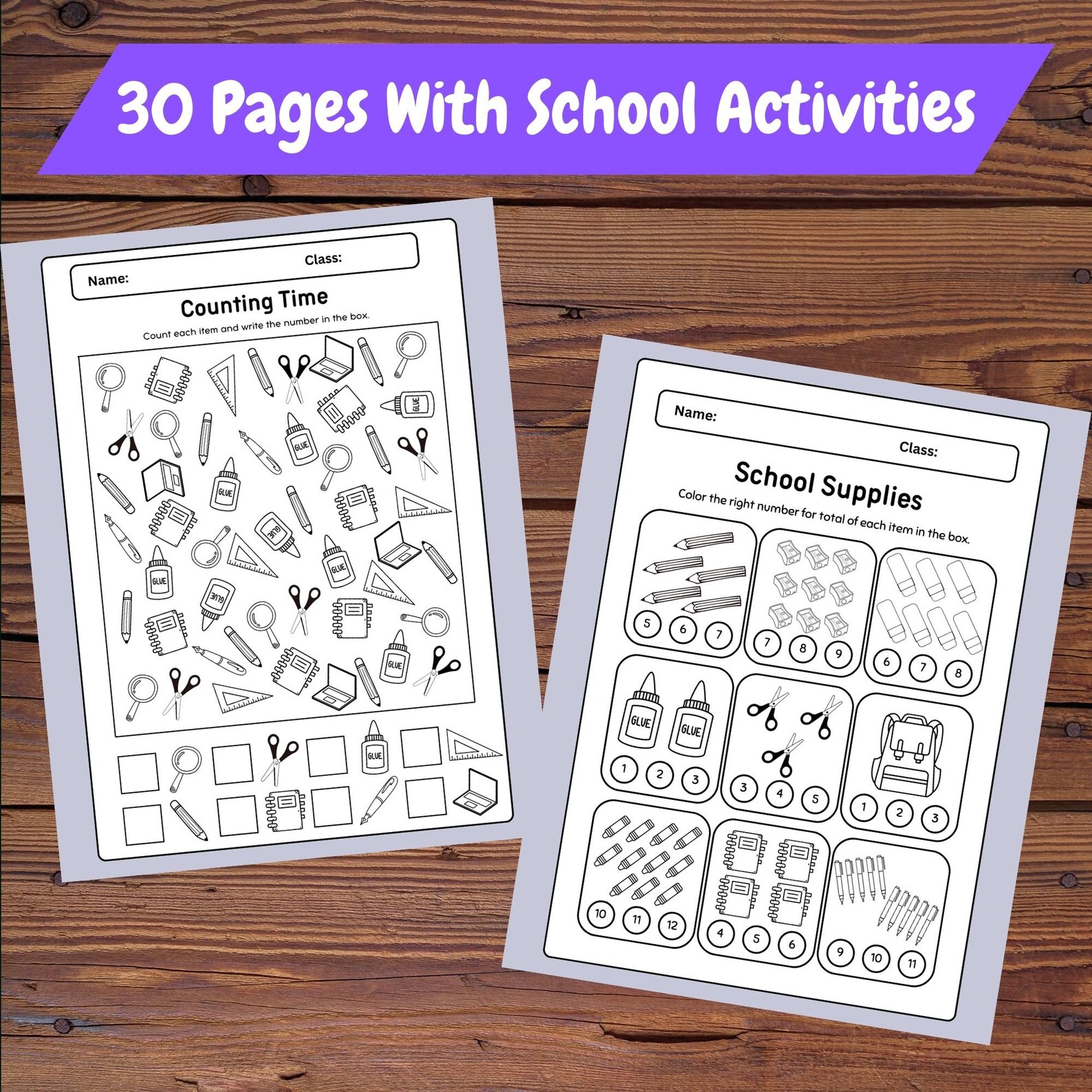 Coloring Pages | Counting to 20 | Coloring School Supplies | School ...
