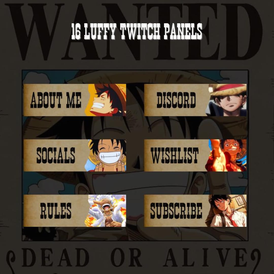 16 Luffy Twitch Panels | Anime | One Piece | Luffy | Twitch Anime ...