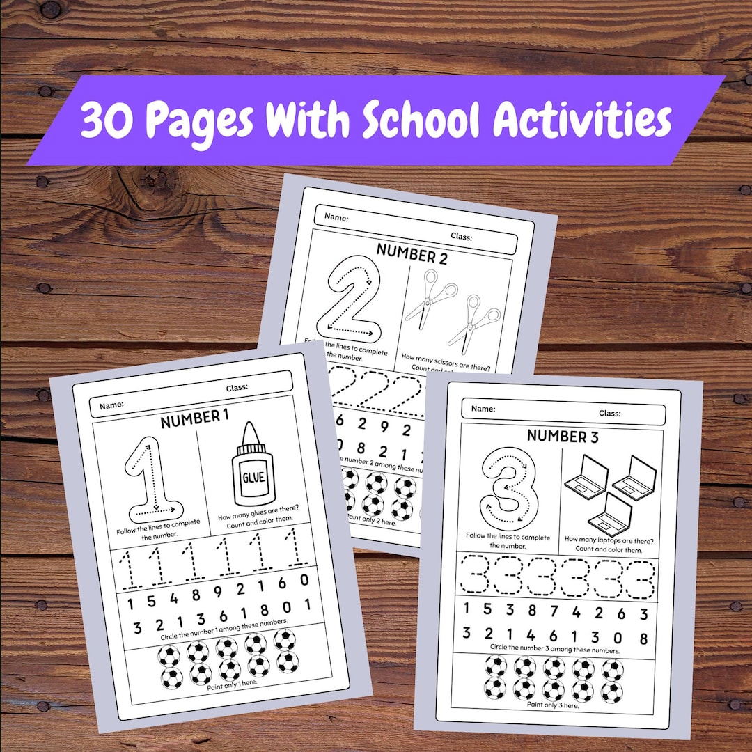 Coloring Pages | Counting to 20 | Coloring School Supplies | School ...