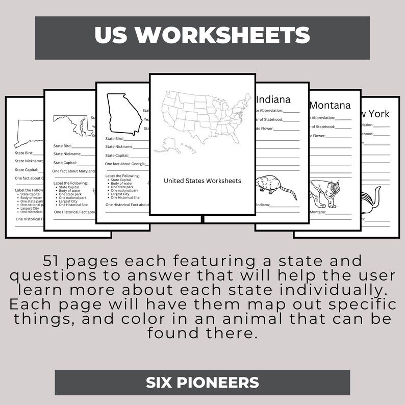 United States Worksheets - Etsy