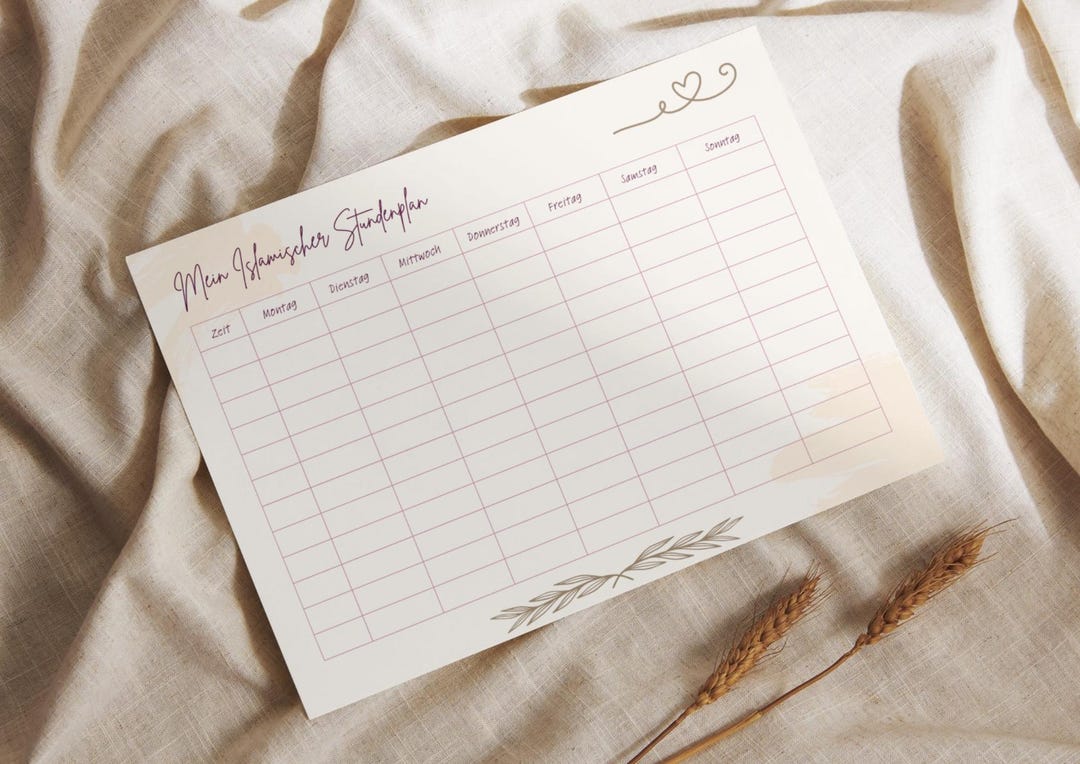 Islamic Timetable Islamic Timetable Weekly Planner Weekly Planner - Etsy