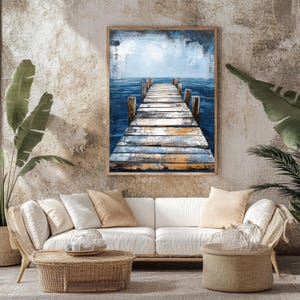 Beach Dock Framed Canvas, Beach House Decor, Nature-inspired Art ...