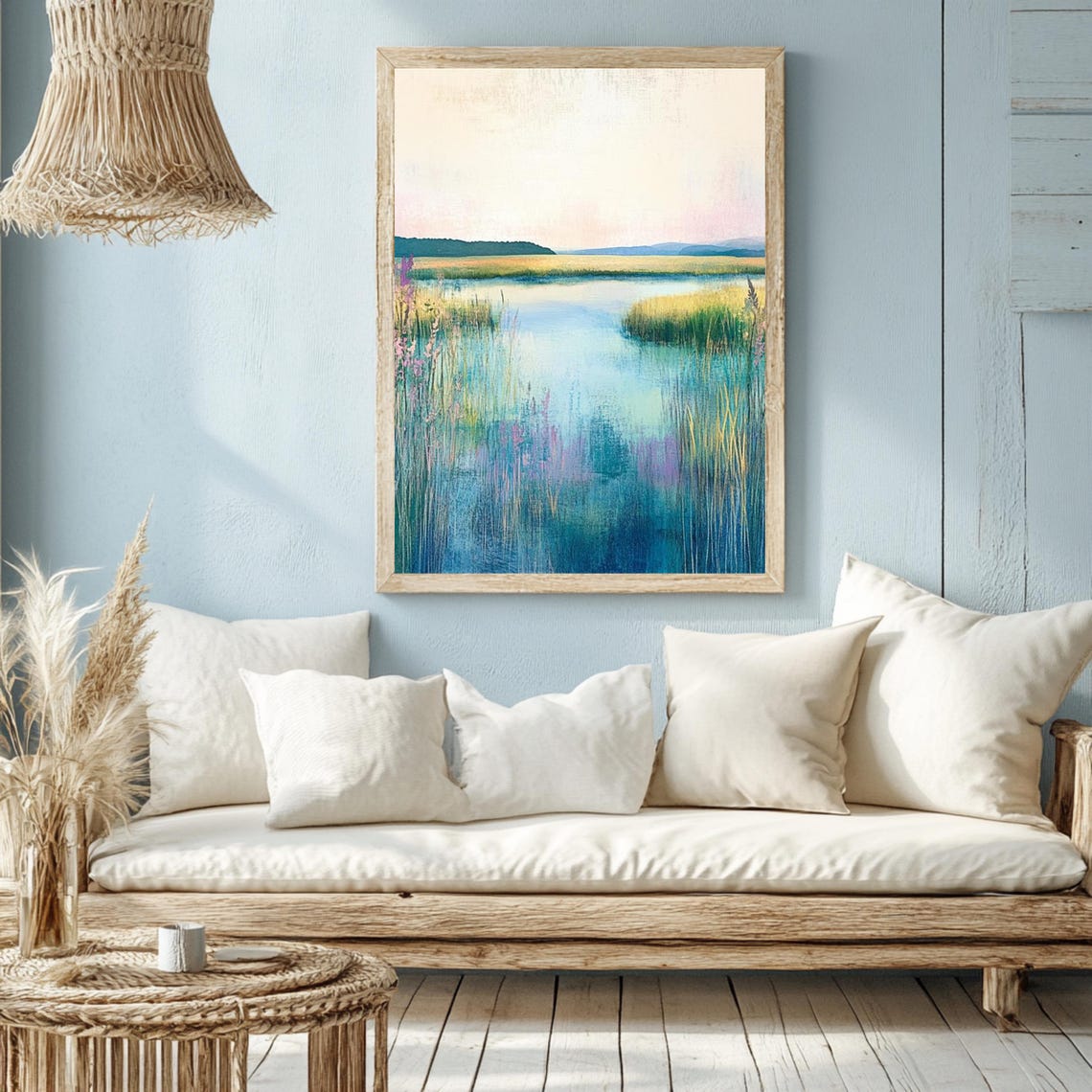Coastal Marsh Canvas Wall Art, Nature-inspired Decor, Wooden Framed ...