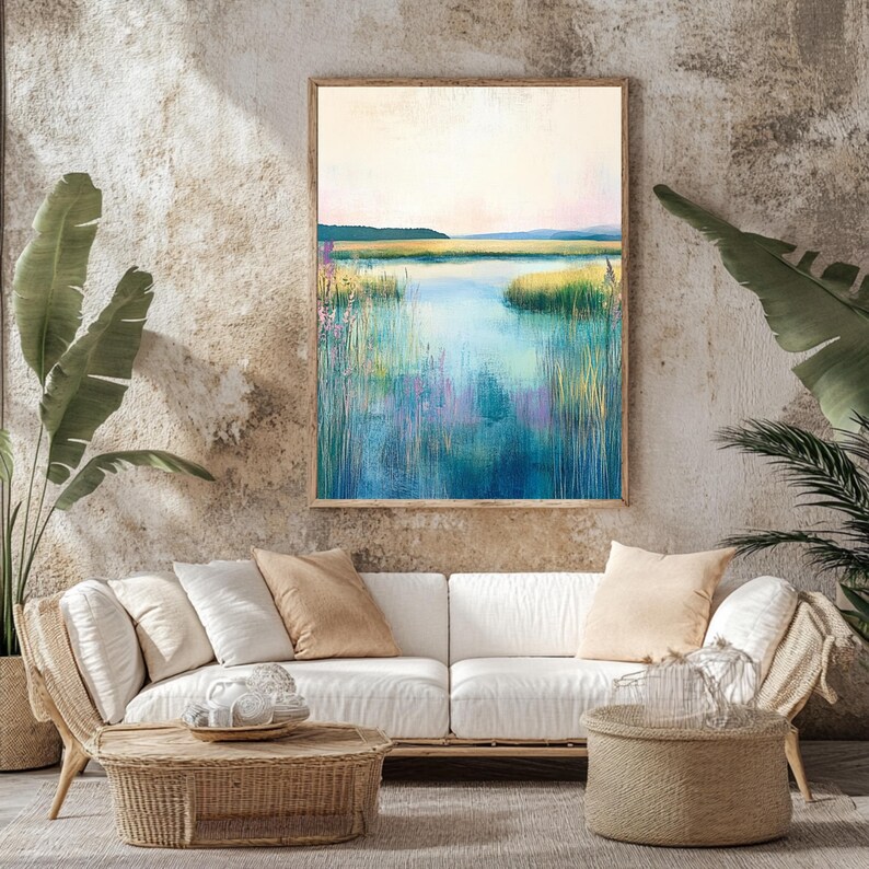 Coastal Marsh Canvas Wall Art, Nature-inspired Decor, Wooden Framed ...