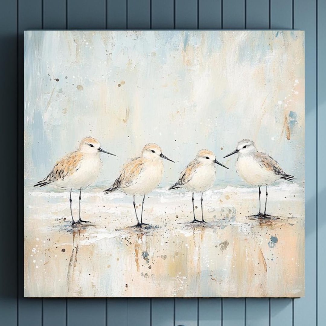 Sandpipers Canvas Wall Art, Coastal Beach Birds Print, Seaside ...