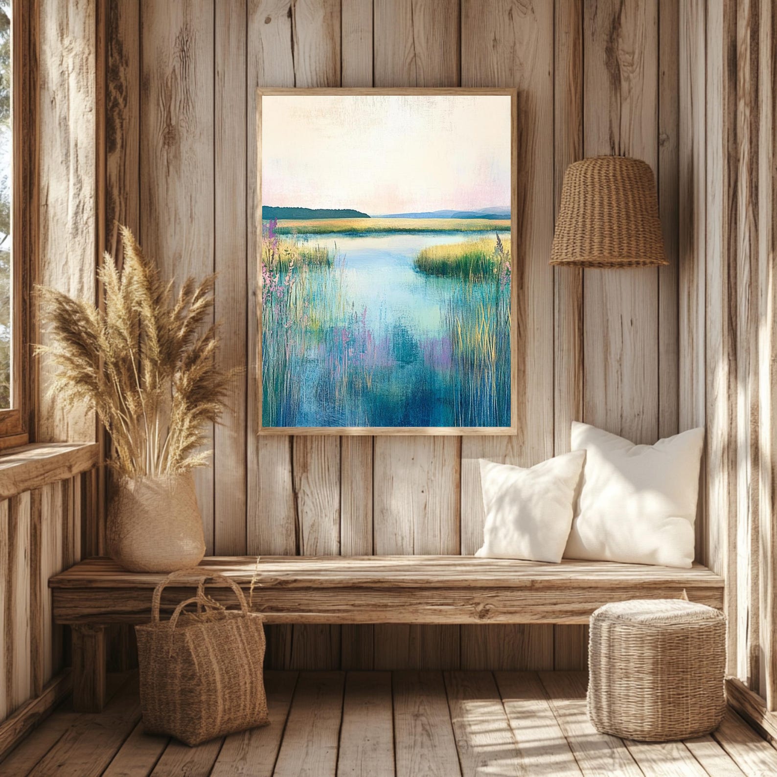 Coastal Marsh Canvas Wall Art, Nature-inspired Decor, Wooden Framed ...