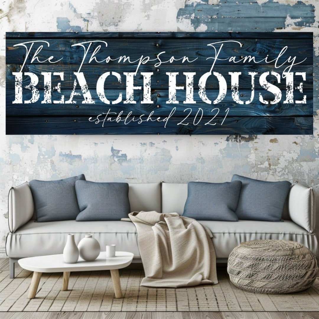 Personalized Family Name Beach Panoramic Canvas Wall Art Prints ...