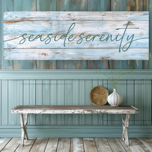 Light White Aqua Seaside Serenity Panoramic Canvas Wall Art Prints ...