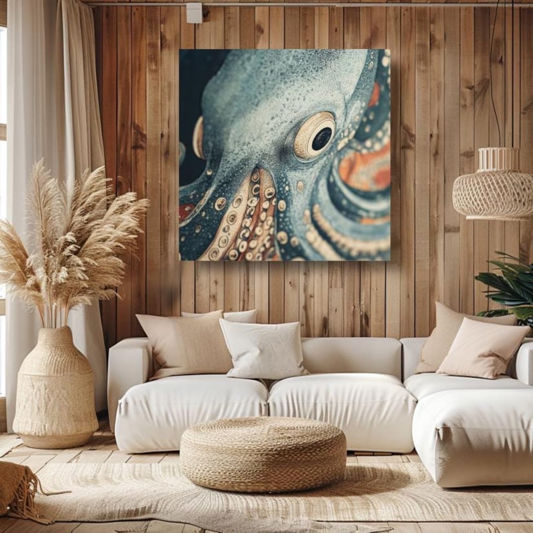 Octopus Coastal Wall Art, Beach House Decor, Octopus Wall Art, Wall ...