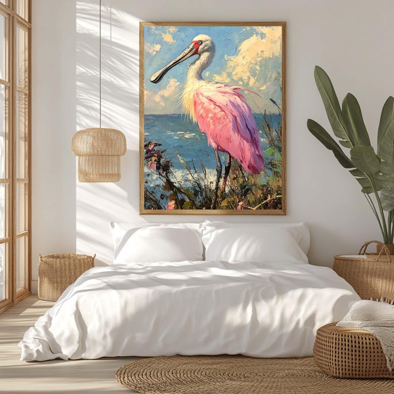 Spoonbill Bird Wooden Canvas Art, Shorebird Wall Decor, Tropical ...
