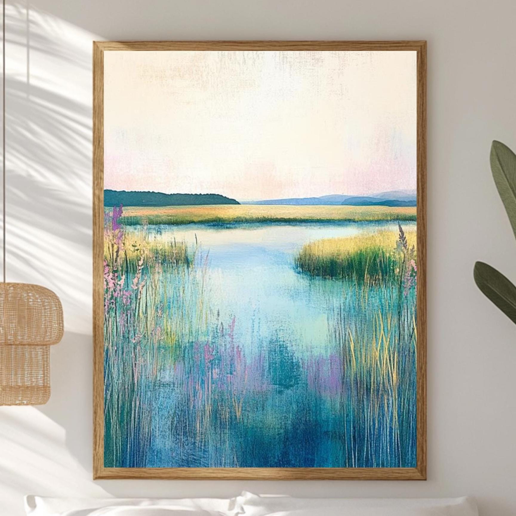 Coastal Marsh Canvas Wall Art, Nature-inspired Decor, Wooden Framed ...