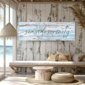 Light White Aqua Seaside Serenity Panoramic Canvas Wall Art Prints ...