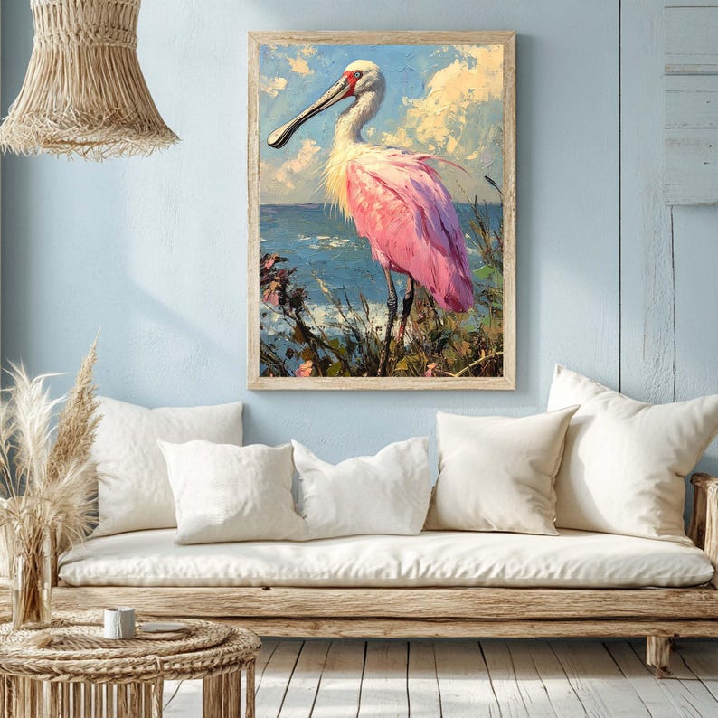 Spoonbill Bird Wooden Canvas Art, Shorebird Wall Decor, Tropical ...