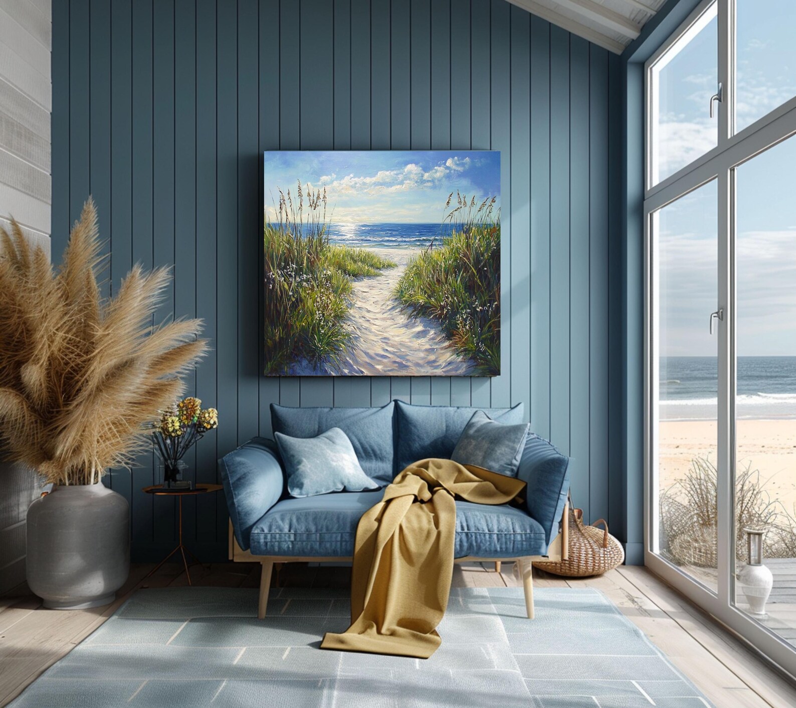 Coastal Wall Art, Beach Shore Pathway Canvas Wall Art, Serene Ocean ...