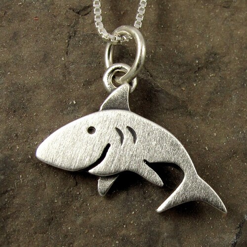 Shark Necklace Blue Topaz Silver Wire Wrapped Pendant Shark - Etsy