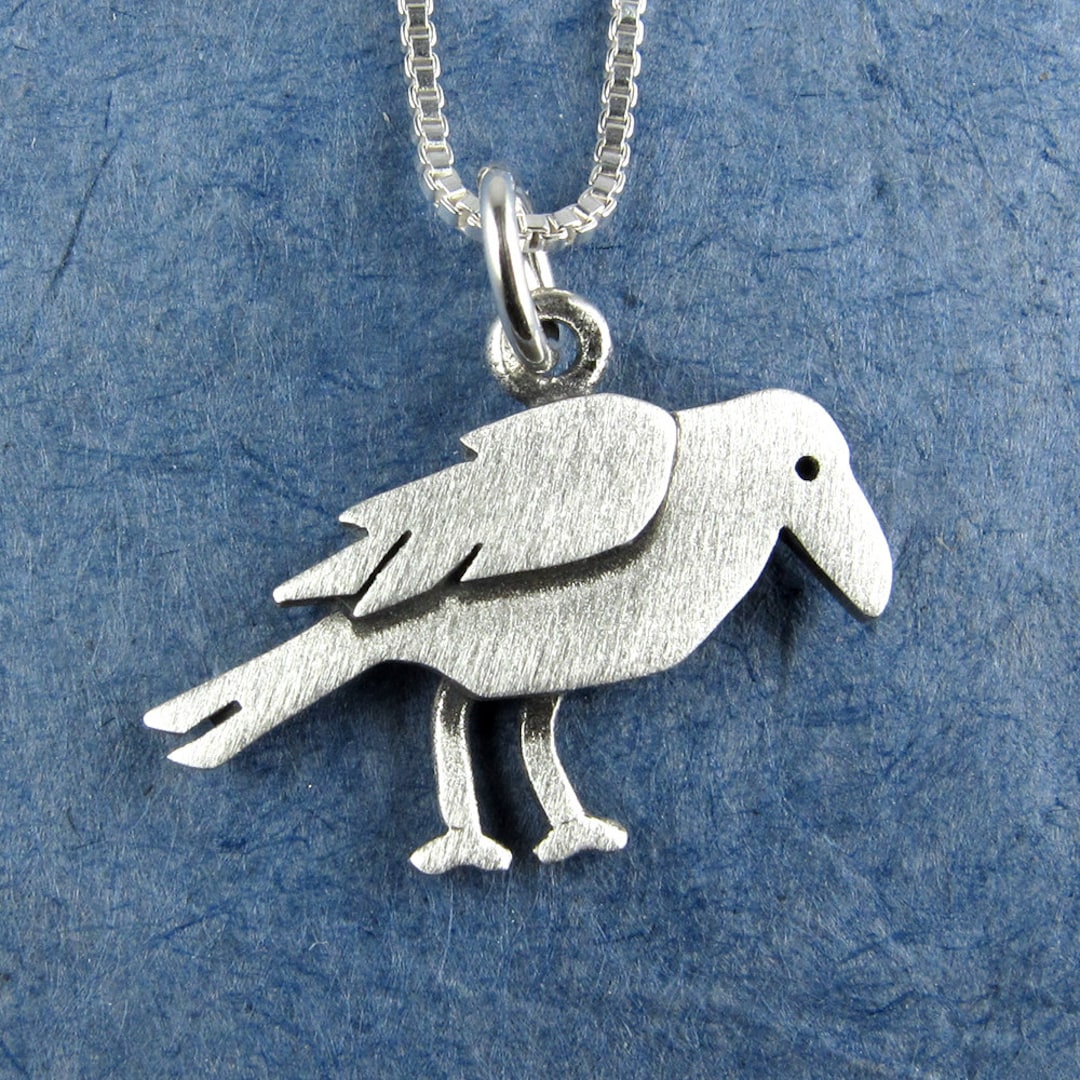 Tiny Crow Pendant / Necklace Sterling Silver - Etsy