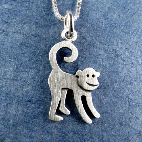 Tiny Silver Monkey Necklace. Small Sterling Silver Animal - Etsy