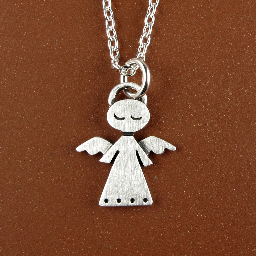 Tiny Angel Pendant / Necklace - Sterling Silver - Etsy