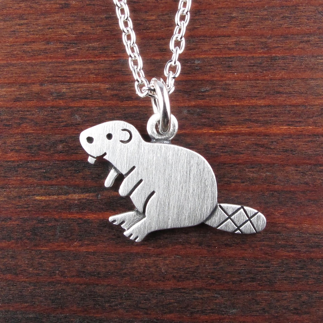 Tiny Beaver Pendant / Necklace - Sterling Silver - Etsy