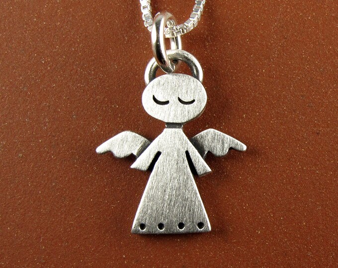 Tiny Angel Pendant / Necklace Sterling Silver - Etsy