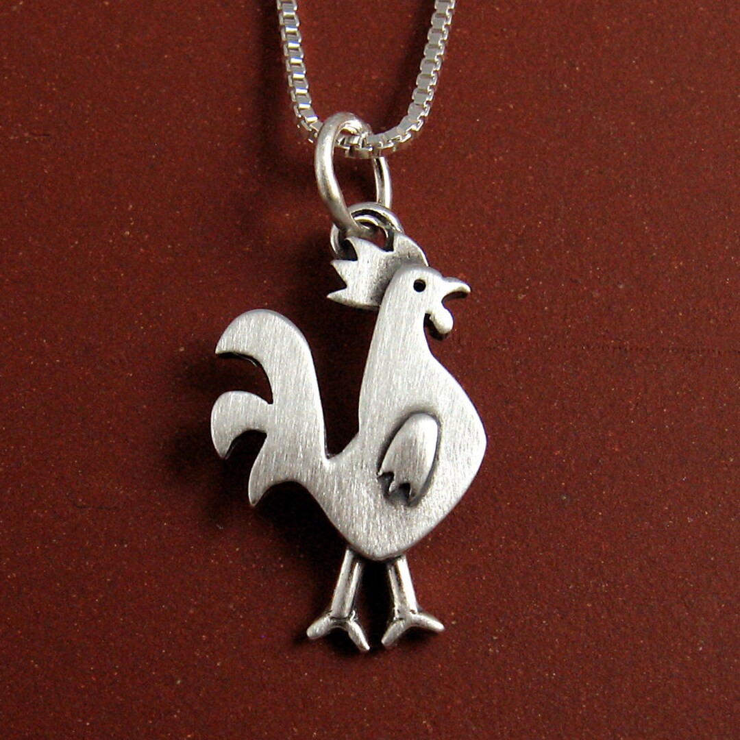 Tiny Rooster Pendant / Necklace Sterling Silver - Etsy