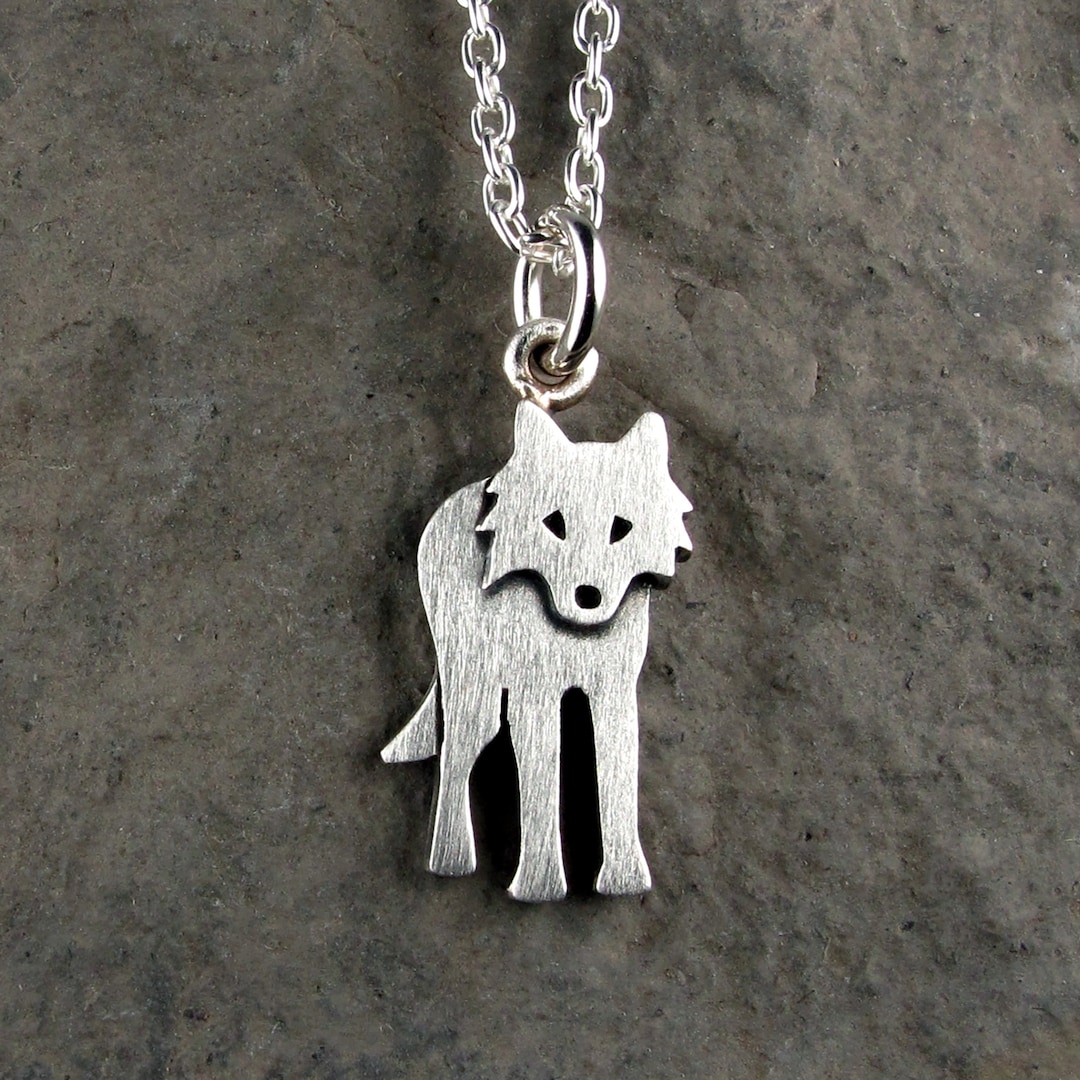 Tiny Wolf Pendant / Necklace Sterling Silver - Etsy