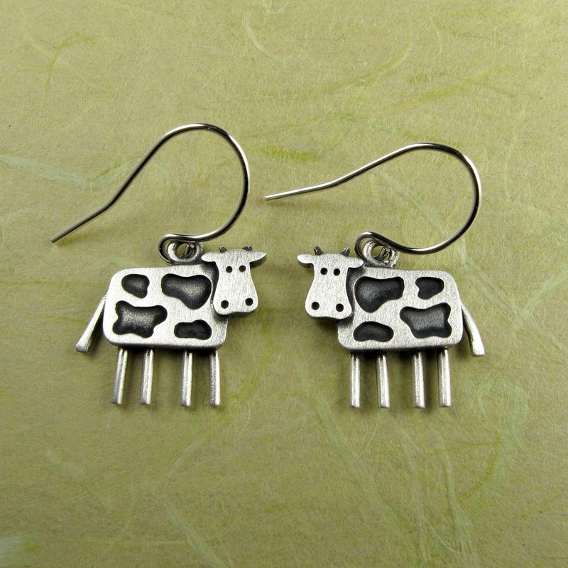 Cow Earrings - Etsy