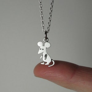 Tiny Mouse Pendant / Necklace Sterling Silver - Etsy