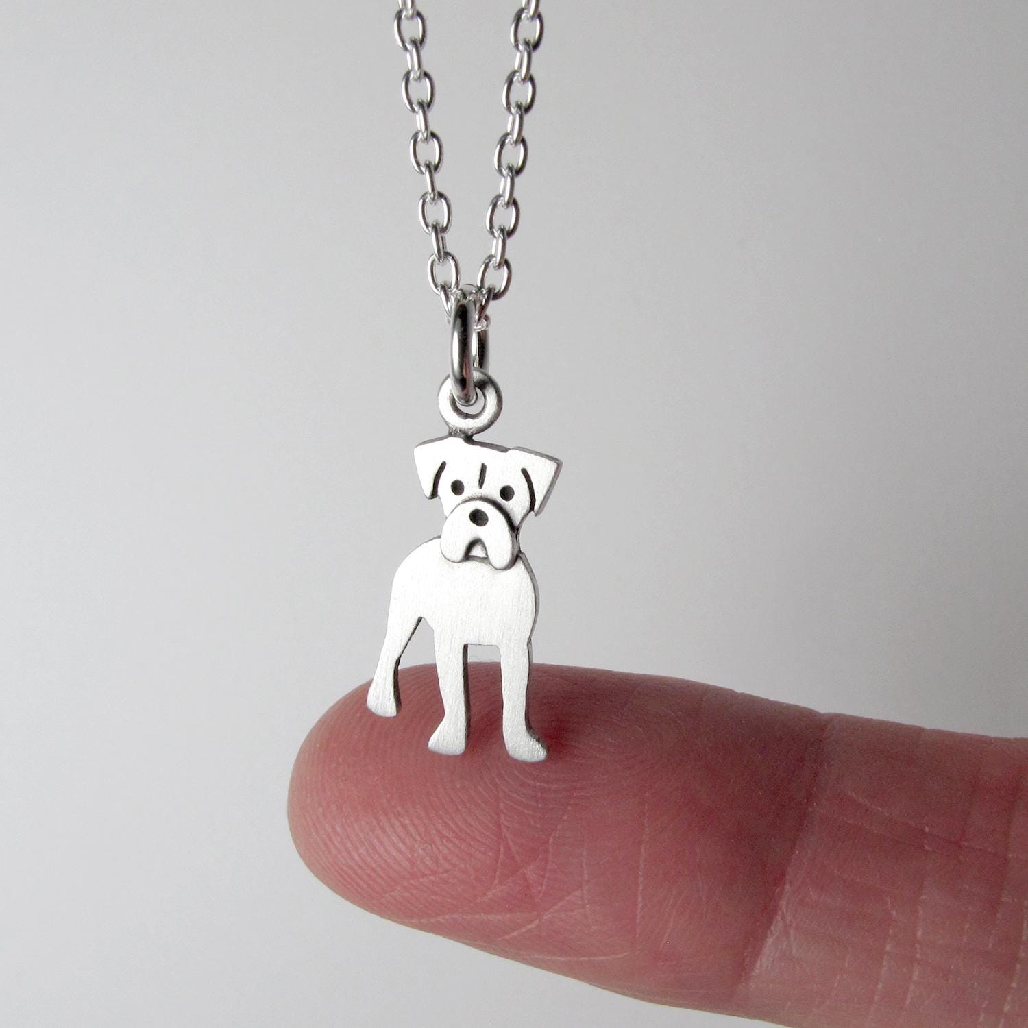 Tiny Boxer Pendant / Necklace - Sterling Silver - Handcrafted - Etsy