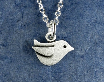 Tiny Modern Bird Necklace Circle Floral Sterling Necklace Round Leaves ...