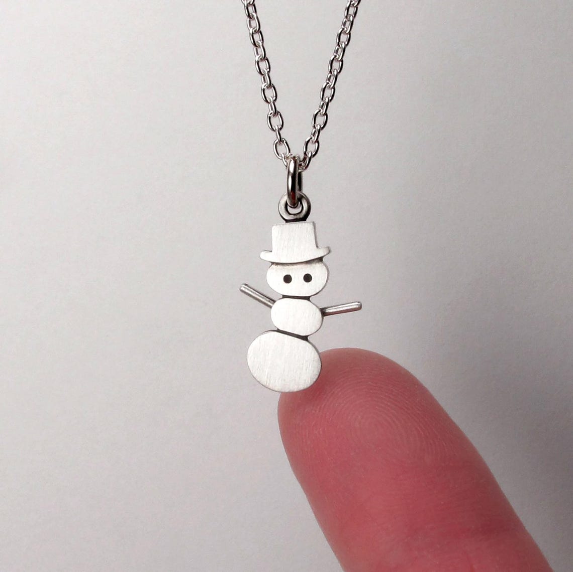 Tiny Snowman Pendant / Necklace - Sterling Silver - Etsy