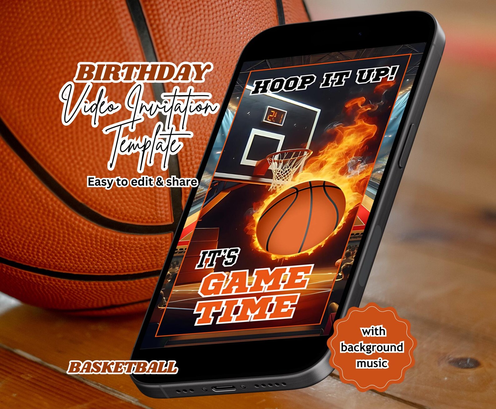 Basketball Birthday Invitation, Editable Video Invitation, Basketball ...
