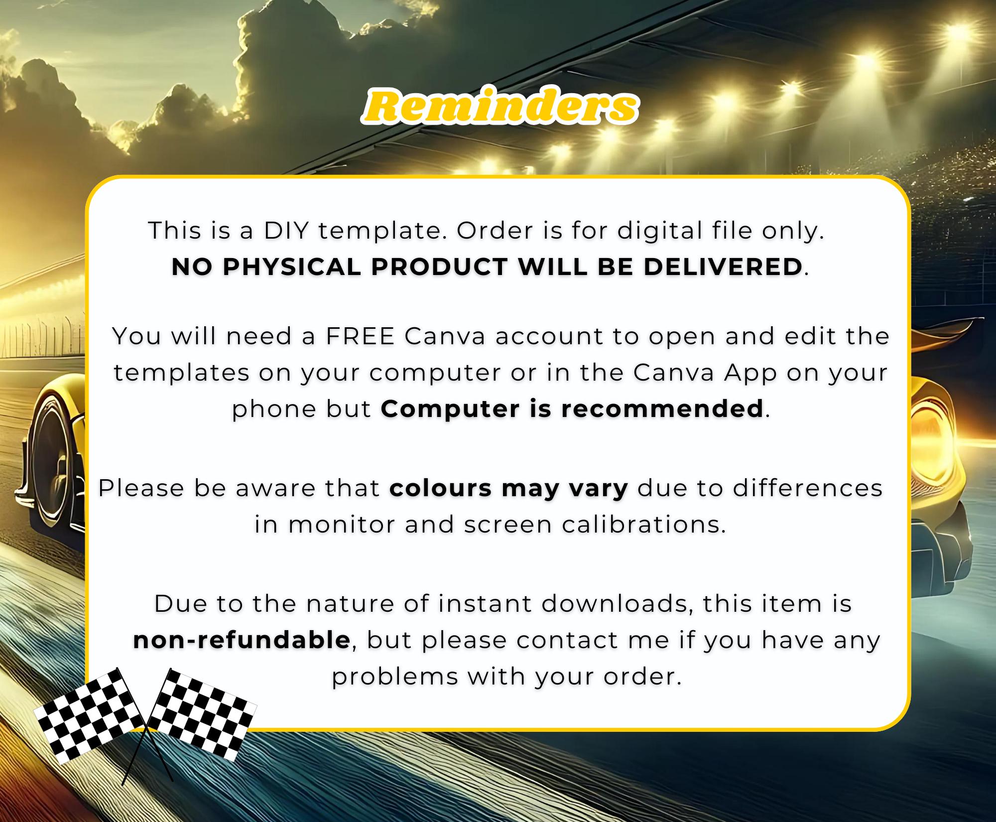 Race Car Birthday Invitation, Cars Invitation, Racing Invite, Canva ...