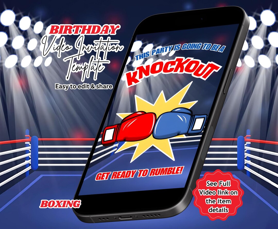 Boxing Birthday Video Invitation, Boxing Party Invitations, Sports ...