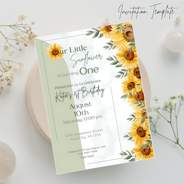 Sunflower Invitation - Etsy